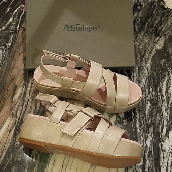 Antelope | Shoes | Antelope Double Vel Metallic Tan Sandals | Poshmark